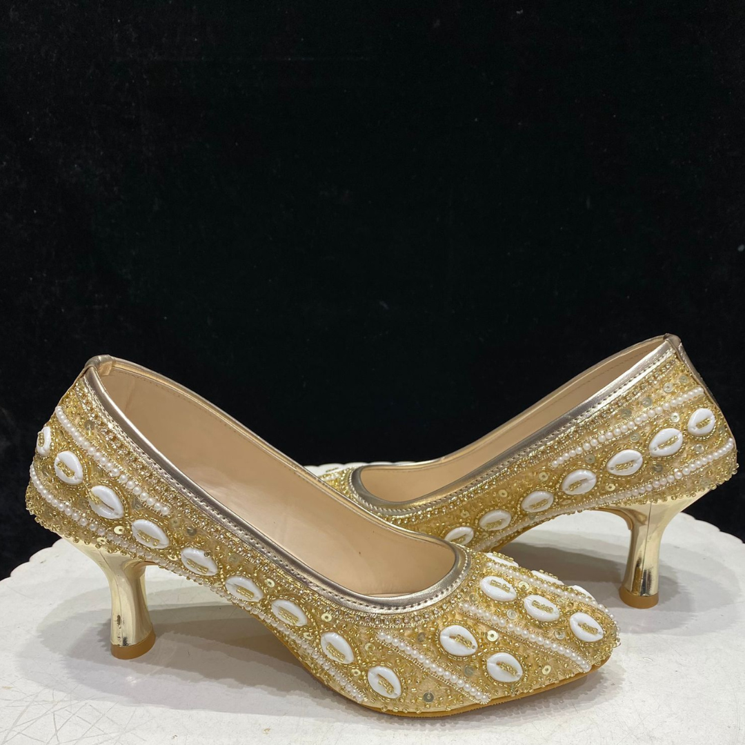 Golden Shell Heel – Double Padded Leather Footwear | Elegant Comfort ...